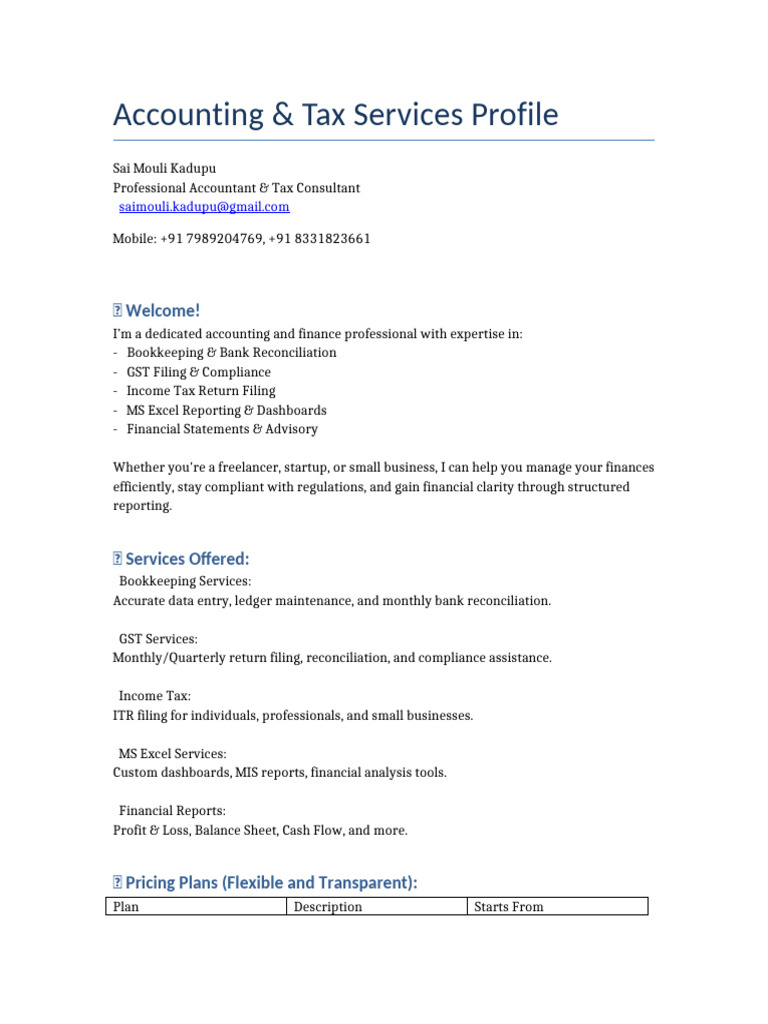Upwork Accounting Services Profile | PDF