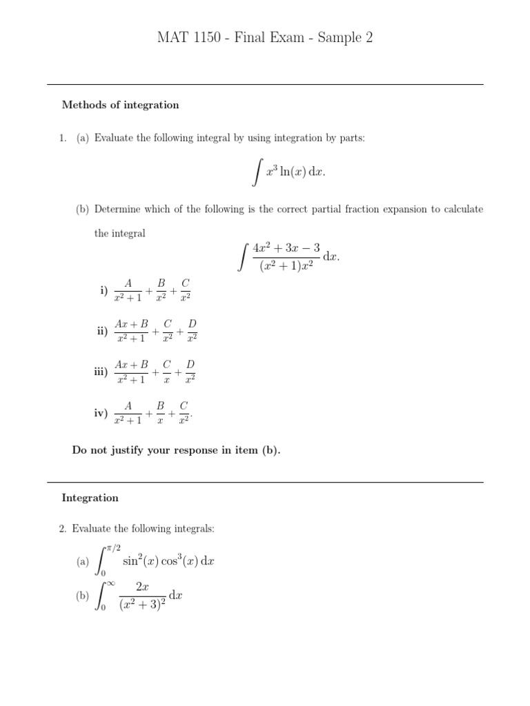 MAT 1150 Final Sample 2 | PDF | Tangent | Coordinate System