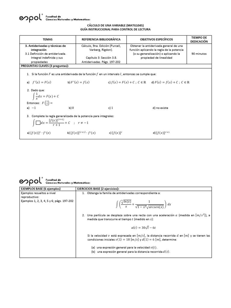 2025 I Pao Cuv Guia Cl15 | PDF | Integral | Función (Matemáticas)