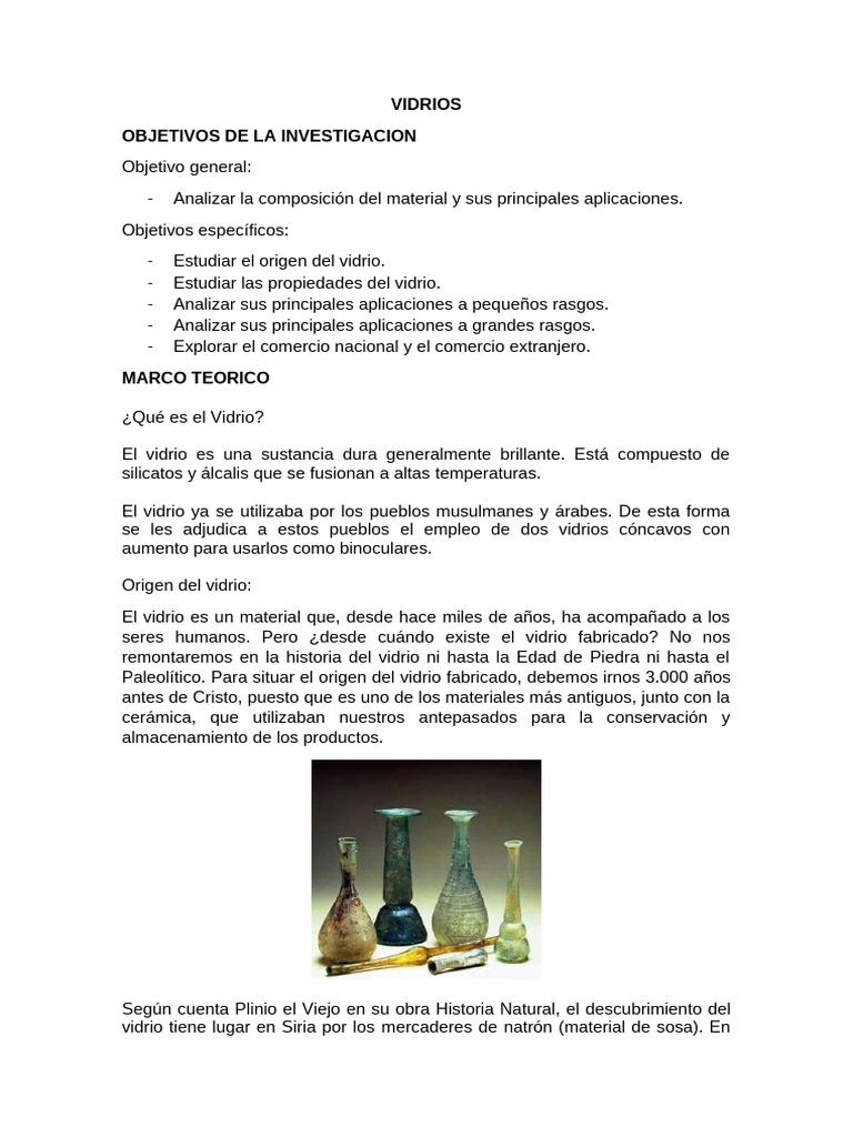Composición y Usos del Vidrio | PDF | Lentes | Líquidos