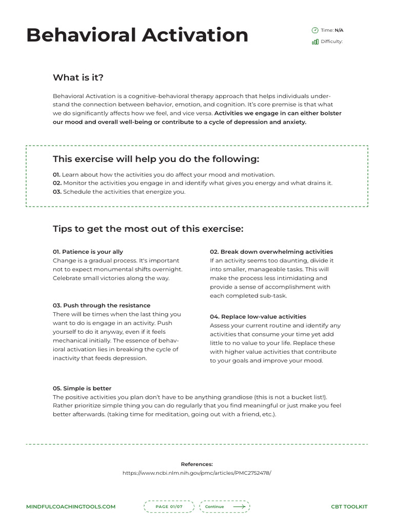 Behavioral Activation for Mood Improvement | PDF | Mood (Psychology ...