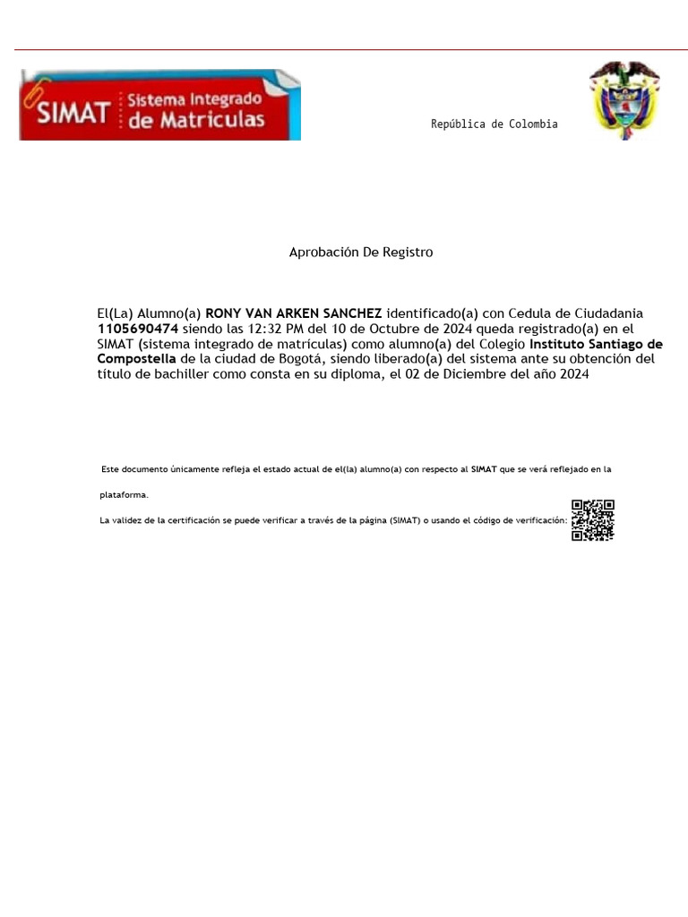 Registro de Aprobacion Simat | PDF