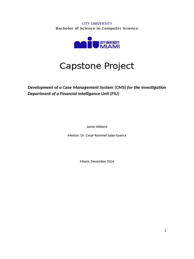 BCS MIU Capstone - Chapter 1 (Jamie Hibberd) | PDF | Regulatory ...