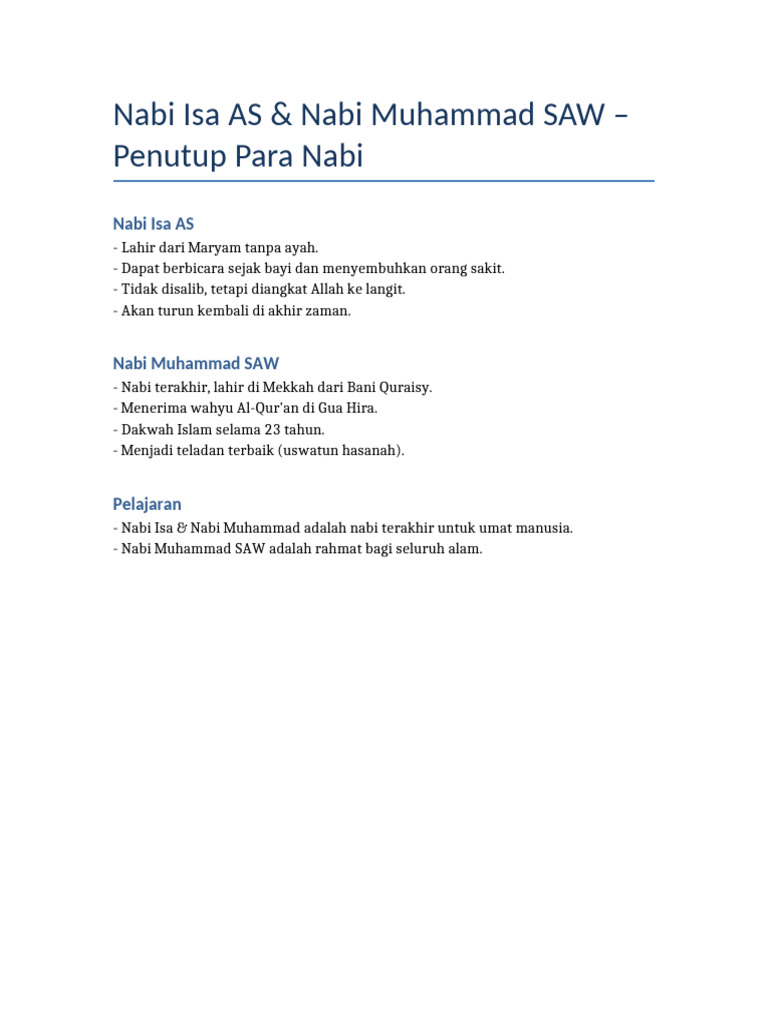 Perbandingan Nabi Isa dan Nabi Muhammad | PDF