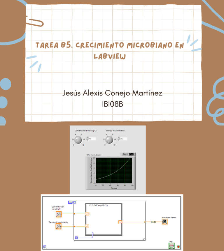 Tarea B5. Crecimiento Microbiano en Labview | PDF