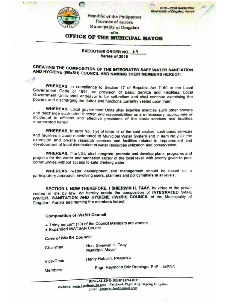 Eo No. 64 (Creating The Composition of The Integrated Safe Water ...