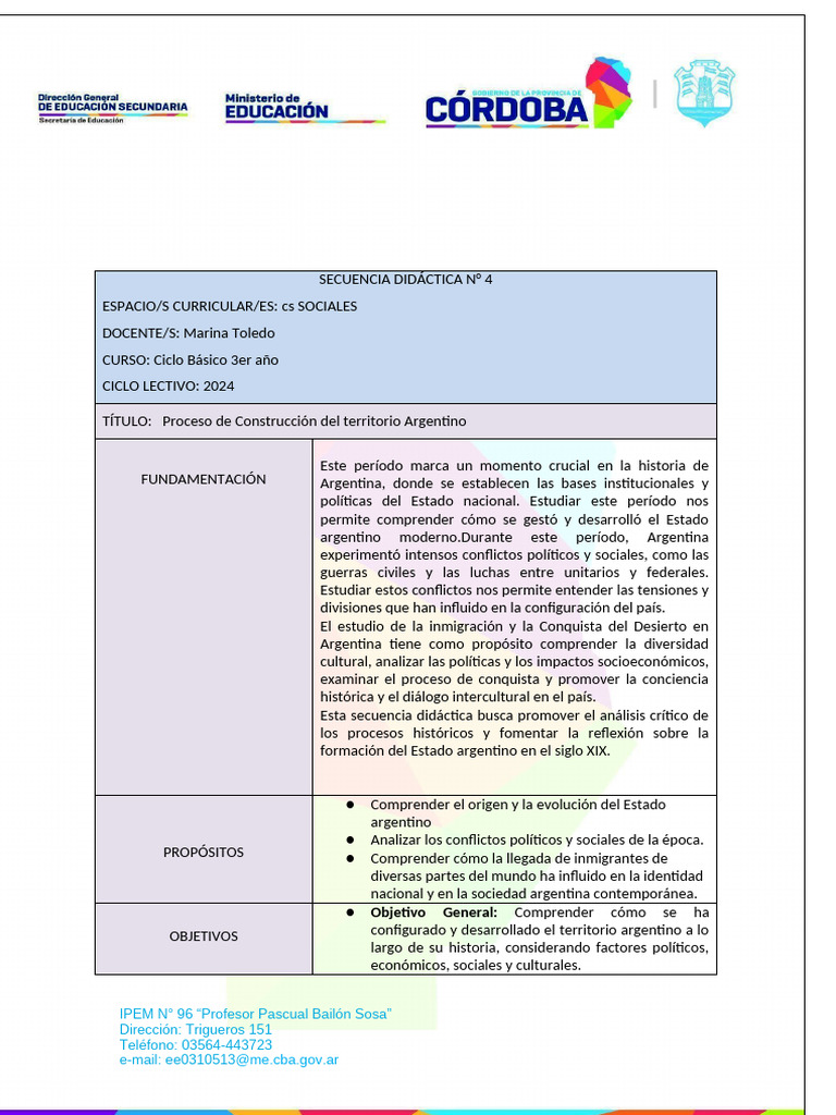 Secuencia Didáctica Sociales Proceso de Construcción Del Territorio ...