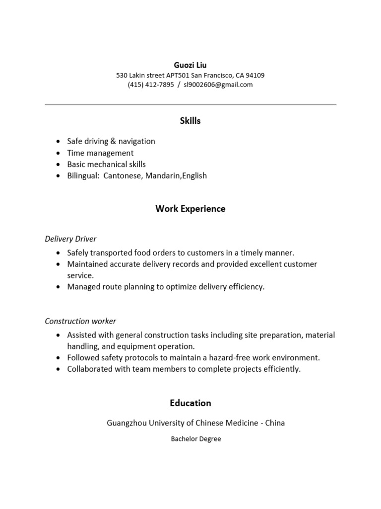 Liu, Guozi - Zoox - Resume | PDF