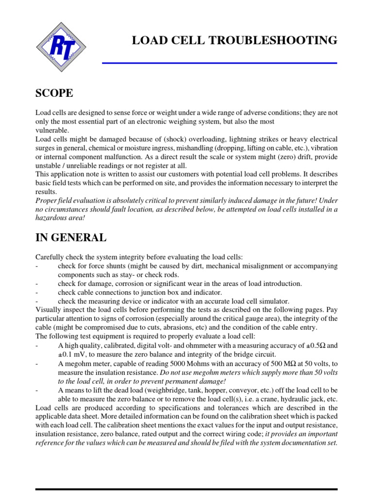 Loadcell Troubleshooting | PDF | Electrical Resistance And Conductance | Insulator (Electricity)