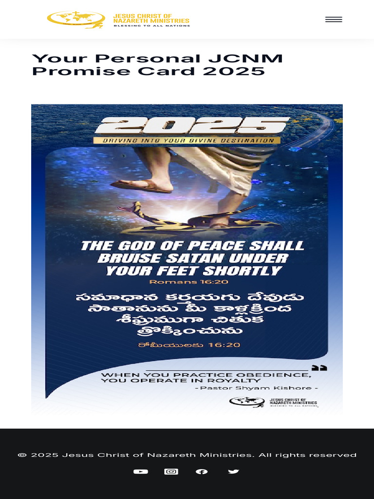 JCNM Promise Cards 2025 - Jesus Christ of Nazareth Ministries | PDF