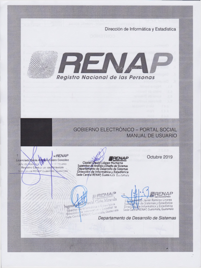 Manual Del Usuario Del Portal Social Del Registro Nacional de Las Personas Renap | PDF ...