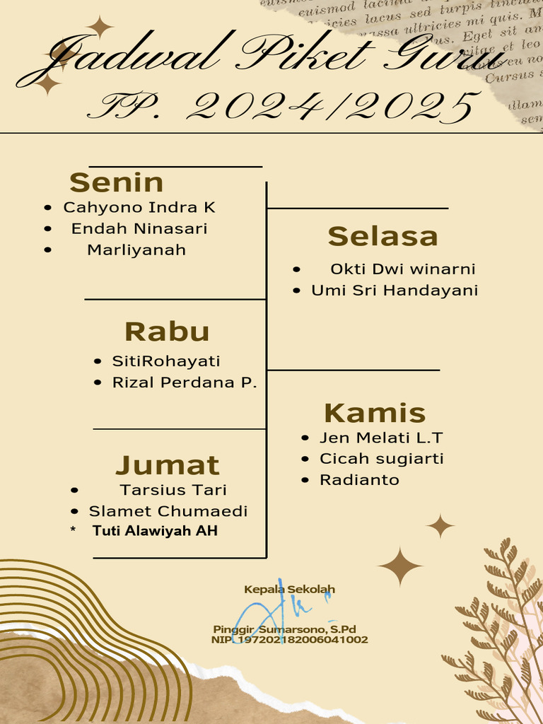 Rev-Jadwal Piket Guru 2024-2025 | PDF