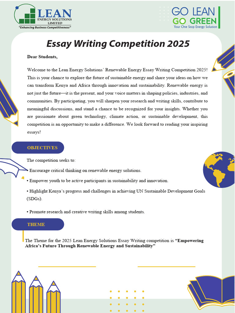 Renewable Energy Essay Competition 2025 | PDF | Sustainability ...