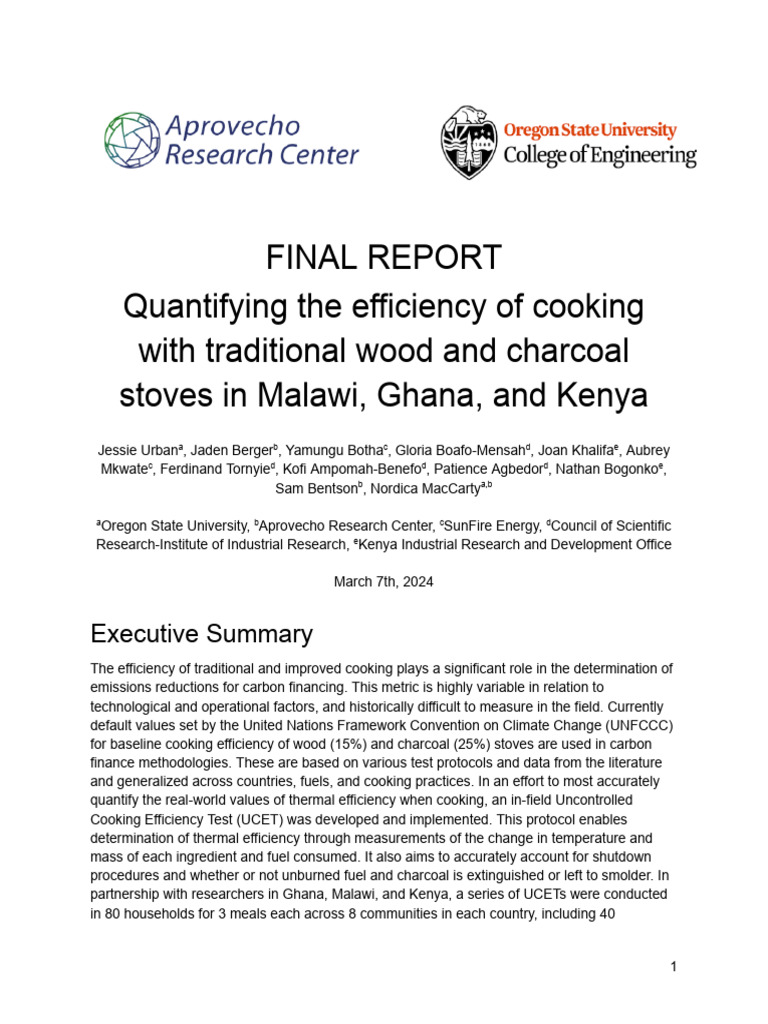 Cooking Efficiency of Stoves in Africa | PDF | Stove | Median