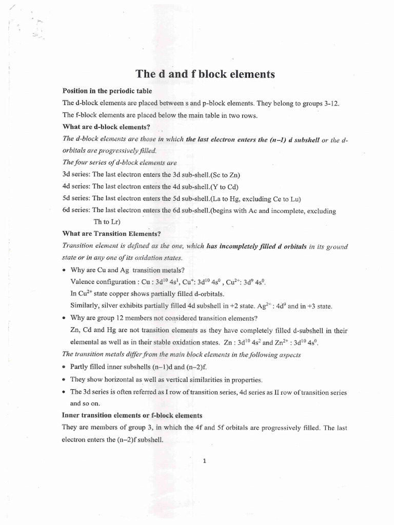 D & F Block Elements | PDF