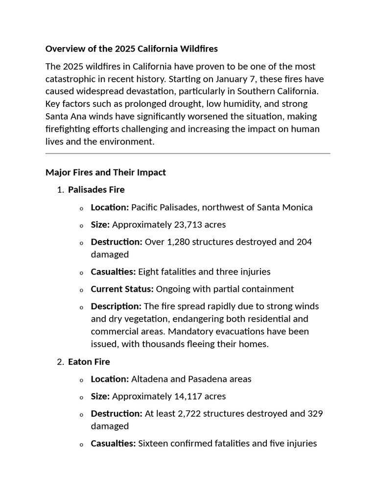 Overview of The 2025 California Wildfires | PDF | Wildfire | Natural ...