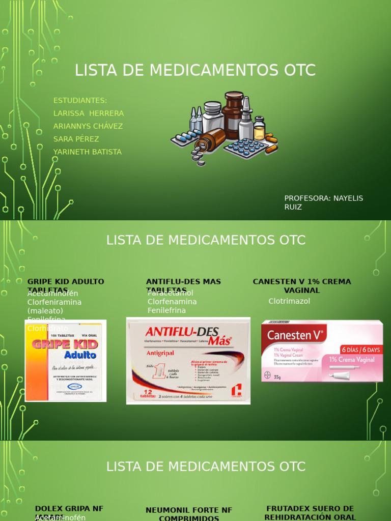 Lista de Medicamentos OTC | PDF | Tableta (Farmacia) | Sustancias químicas