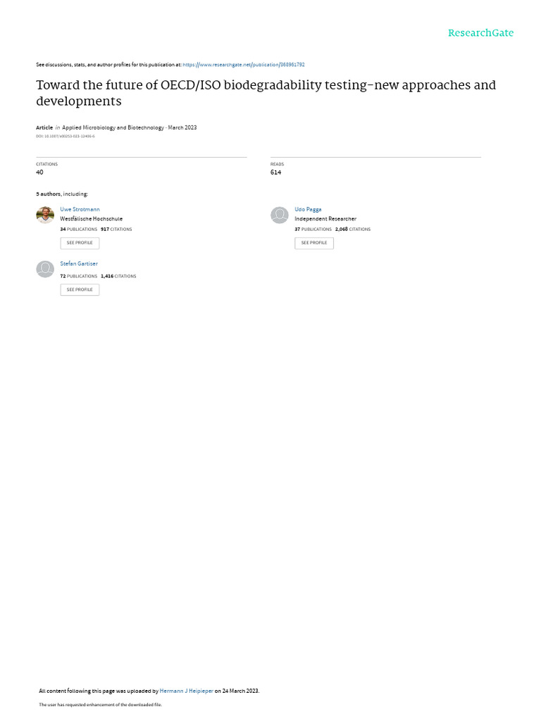 Toward The Future of OECD ISO Biodegradability Testing | PDF ...