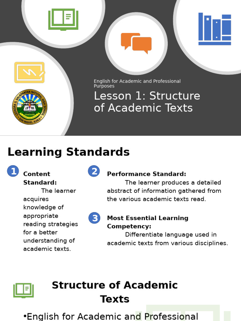 Lesson 1 Structure of Academic Texts | PDF | Essays | Argument