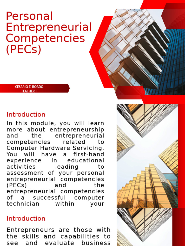 Personal Entrepreneurial Competencies (PECs) | PDF | Entrepreneurship ...