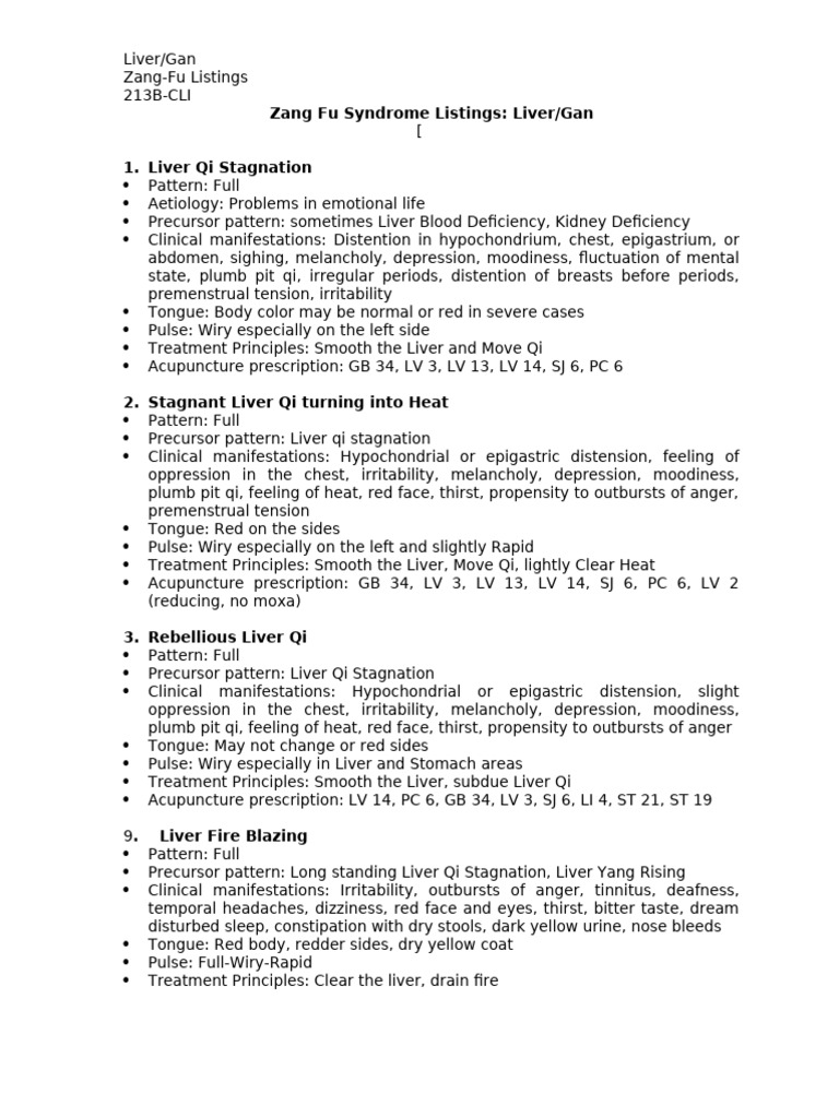Liver Qi Stagnation & Treatment Guide | PDF | Traditional Chinese ...