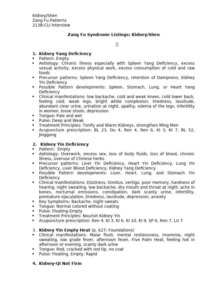 Zang Fu Patterns Kidney 213B-CLI | PDF | Traditional Chinese Medicine ...