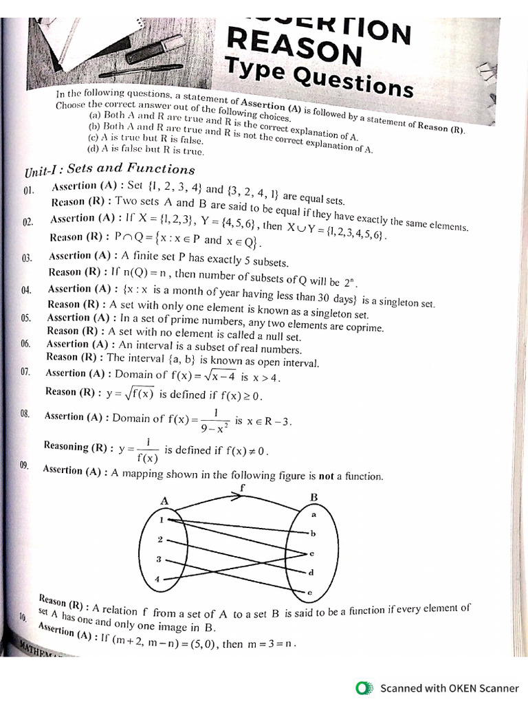 Assertion-Reasoning For All Chapters With Answers | PDF