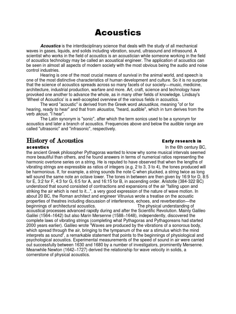 Acoustics | PDF | Acoustics | Waves