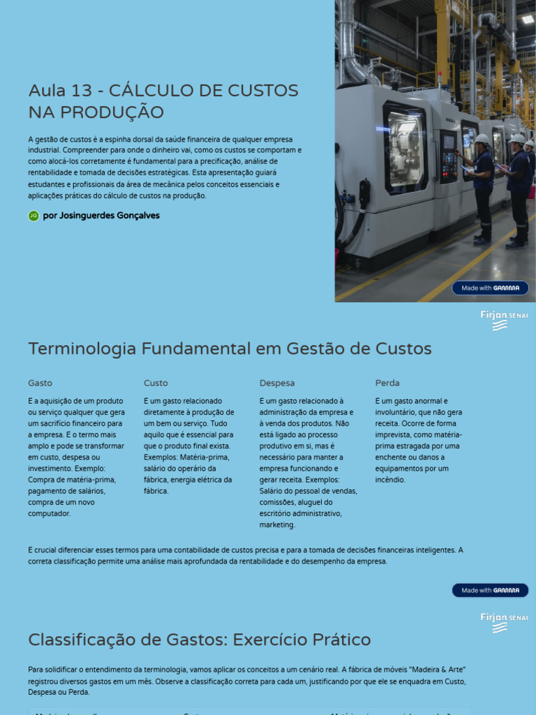 Cálculo de Custos na Produção Industrial | PDF | Custo | Economia de ...