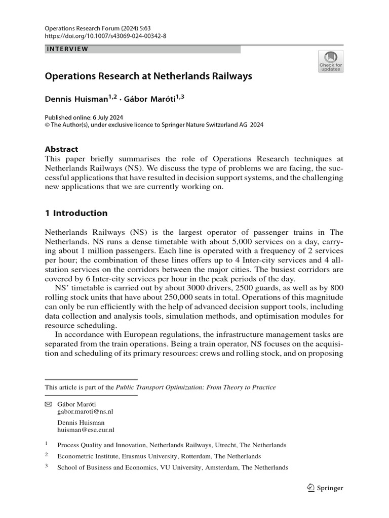 Investigacion de Operaciones en Ferrocarriles Holandeses | PDF | Mathematical Optimization ...