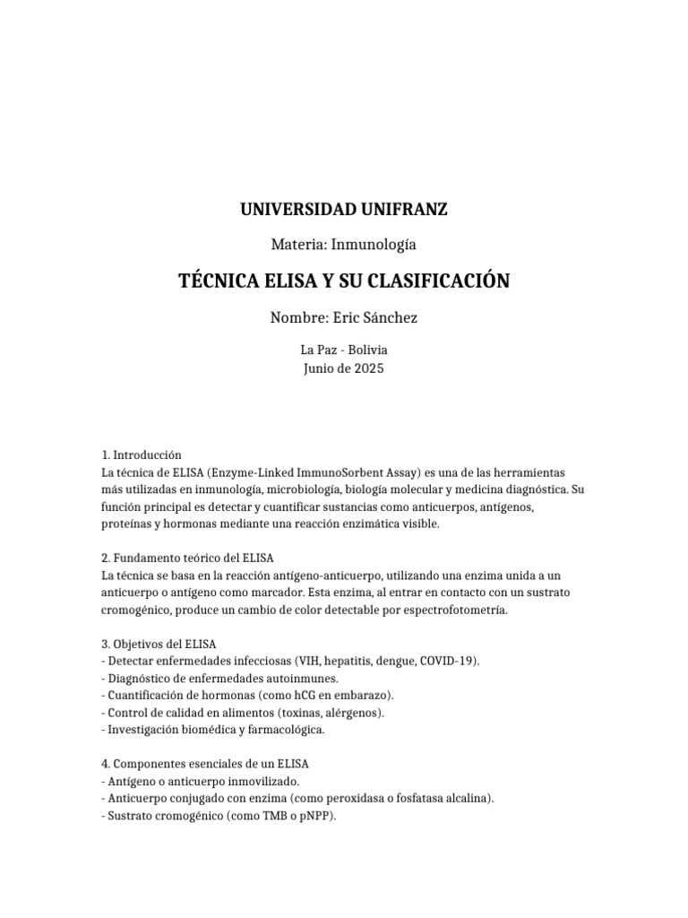 ELISA Tarea Eric Sanchez | PDF | Elisa | Inmunología