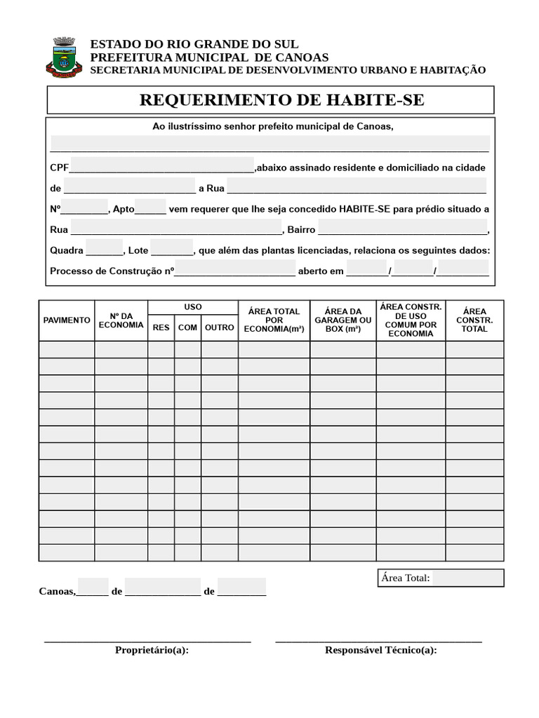 Requerimento de Habite-se em Canoas | PDF