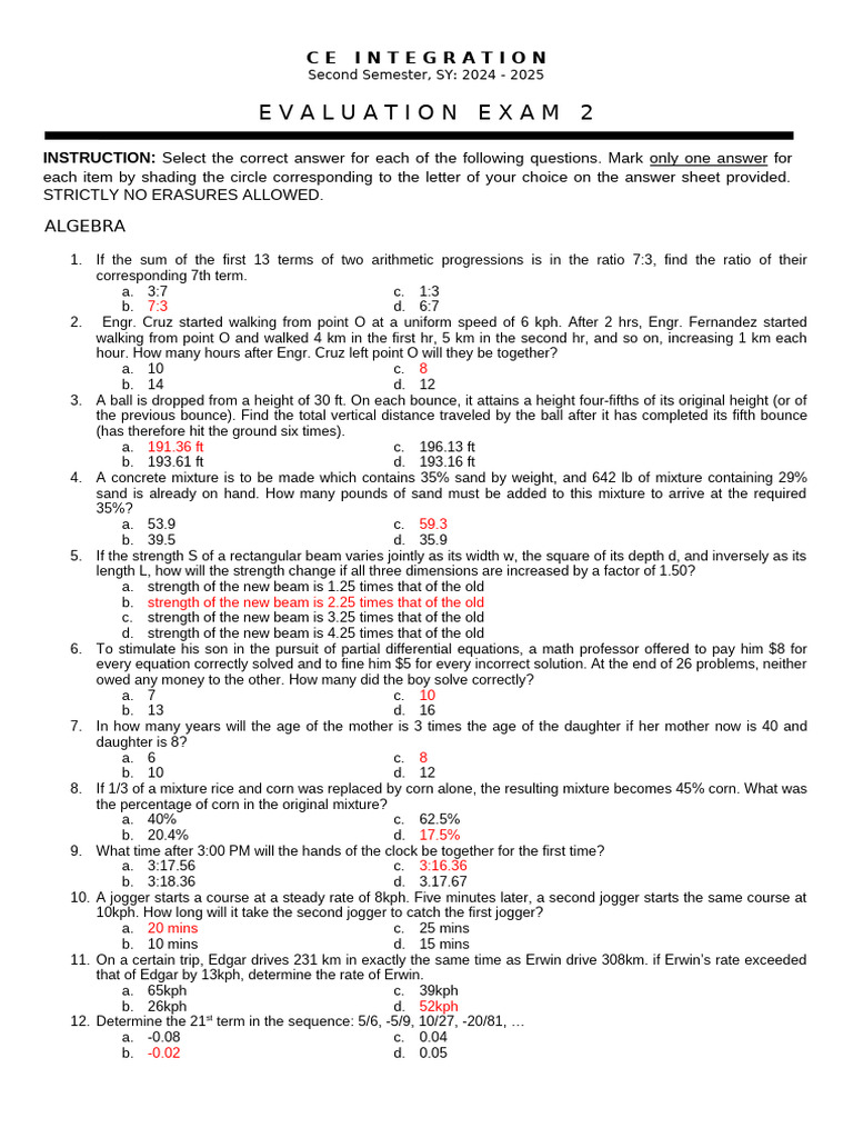 EVALUATION EXAM 2 | PDF | Ellipse | Geometric Shapes