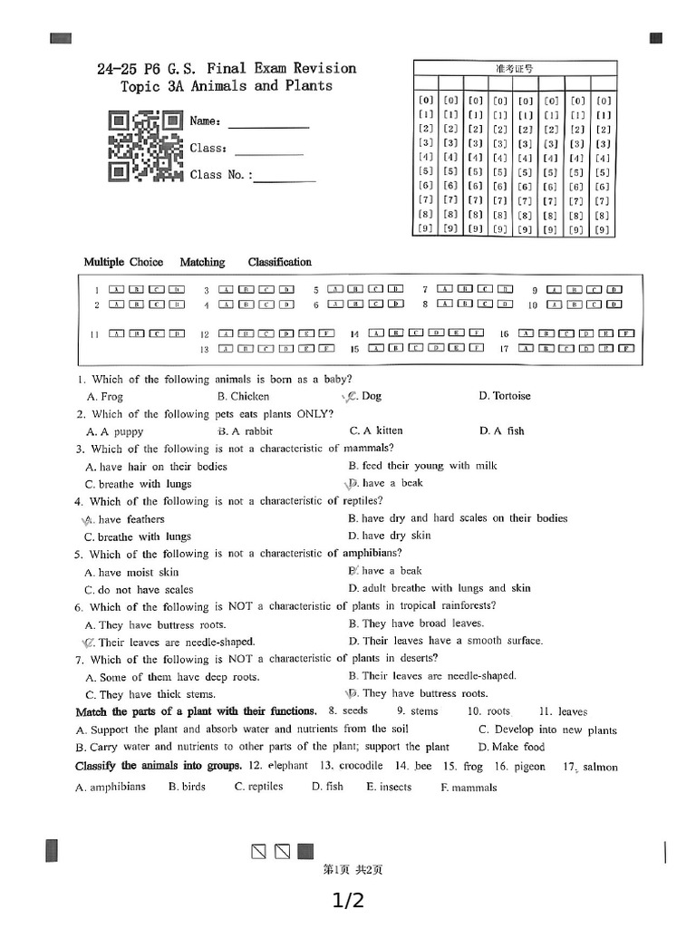 Topic 3A Animals and Plants | PDF