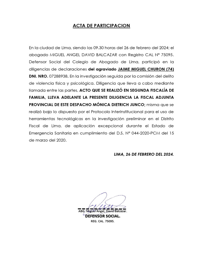 Diligencia de declaración de Churón | PDF