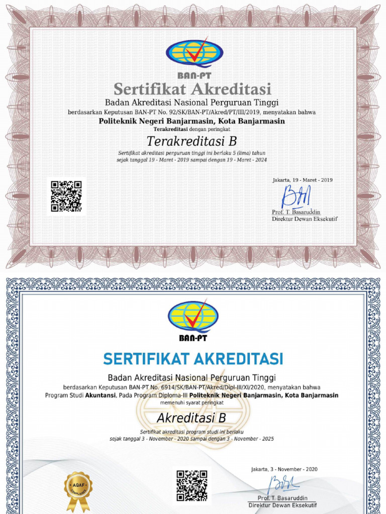 Sertifikat Akreditasi Perguruan Tinggi | PDF