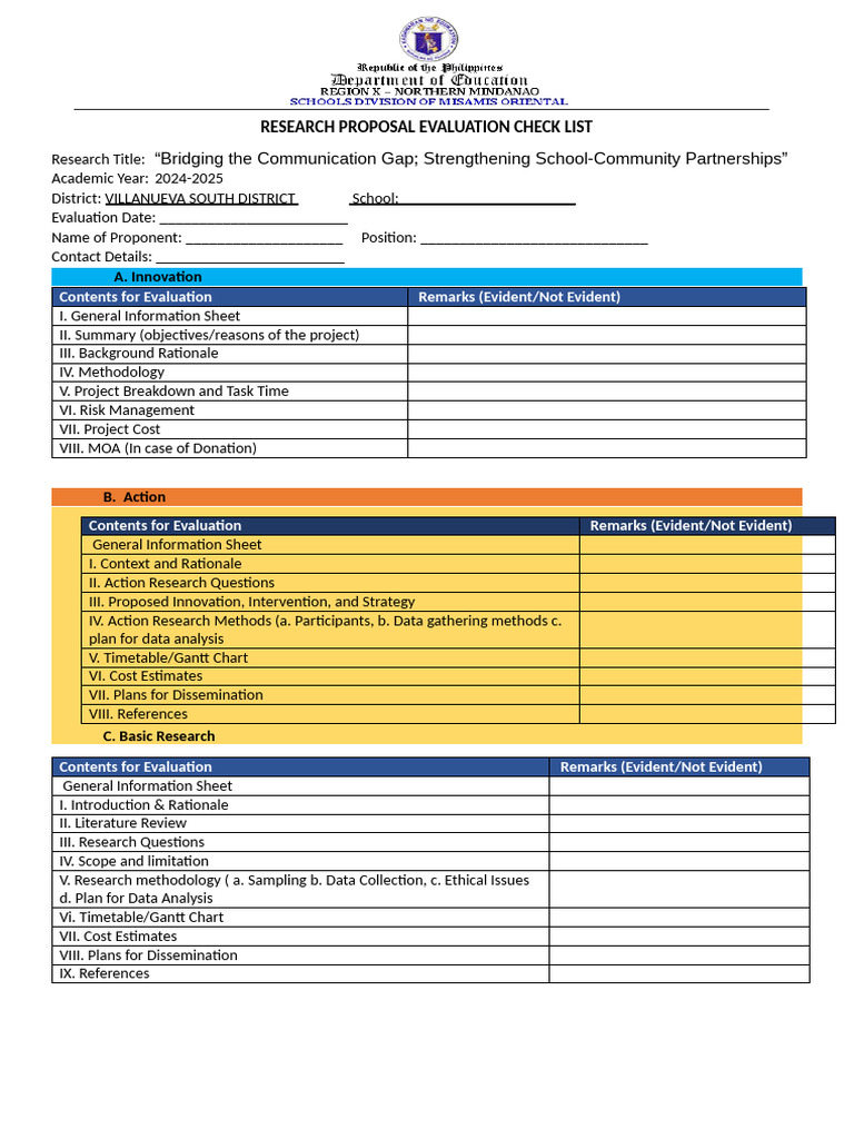 Research Proposal Evaluation Checklist | PDF