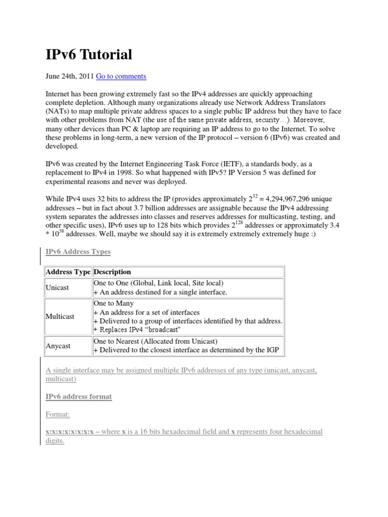 A concise guide to IPv6 addressing | PDF | I Pv6 | Ip Address