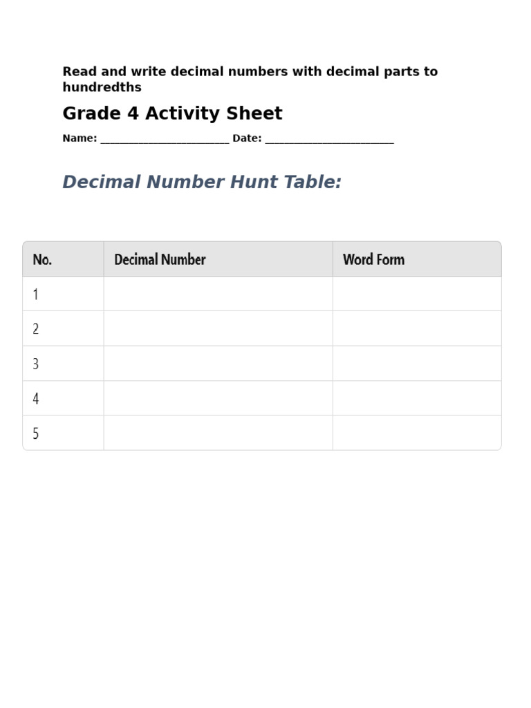 Activity Sheet On Math 4 Week 4 Q4 | PDF