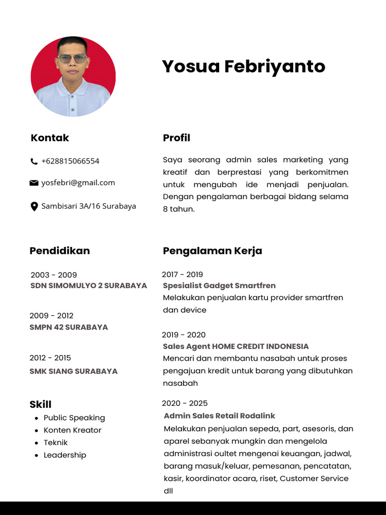Putih Dan Hitam Profesional Minimalis CV Resume Template - 20250625 ...