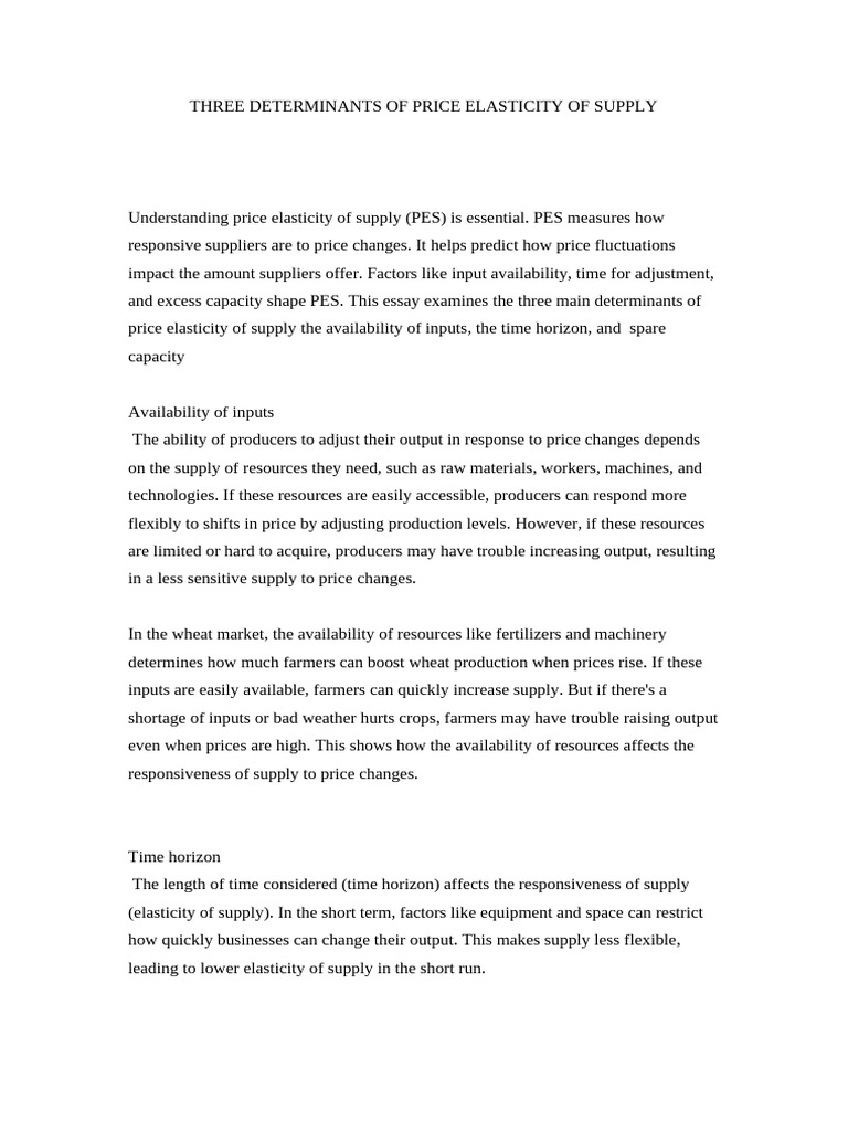 Three Determinants of Price Elasticity of Supply Yes | PDF | Supply ...
