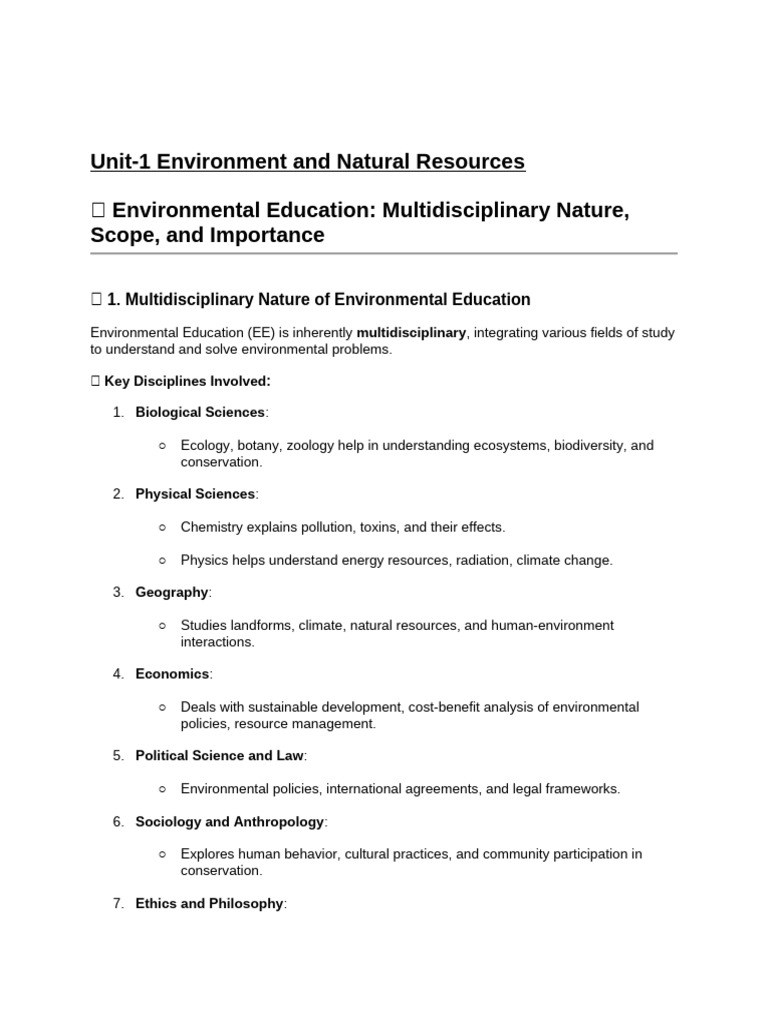Unit-1 Environment and Natural Resources | PDF | Biodiversity | Ecosystem