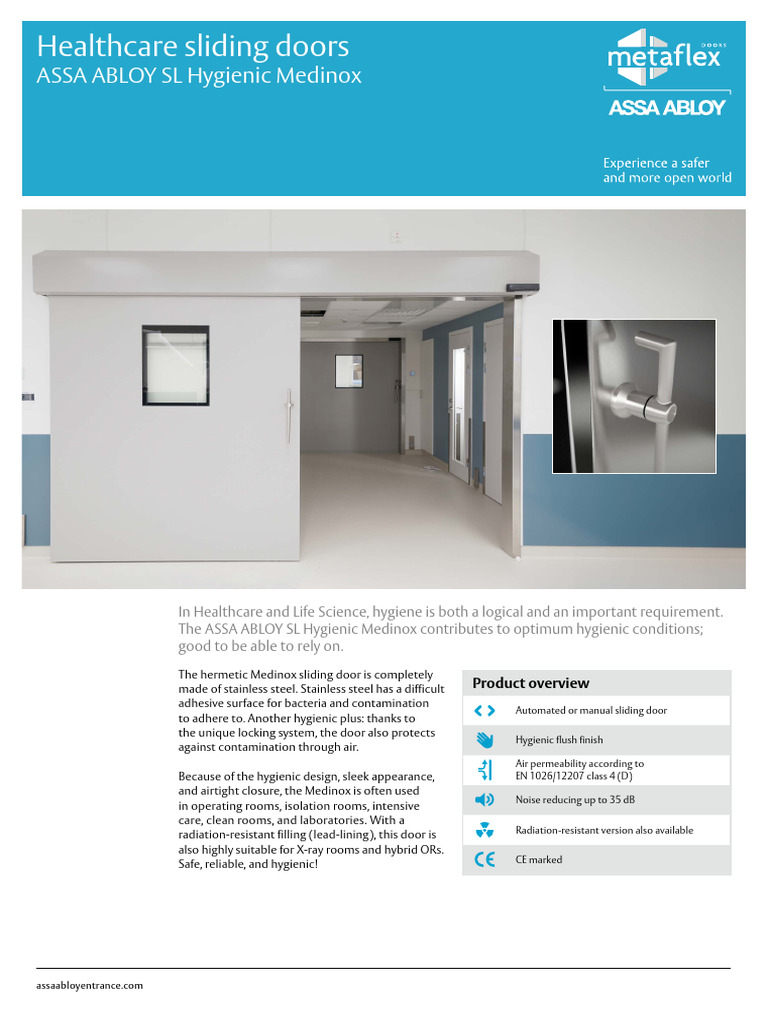 Product Leaflet Assa Abloy SL Hygienic Medinox | PDF | Door | Switch