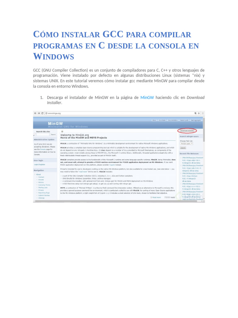Instalar GCC en Windows para C/C++ | PDF