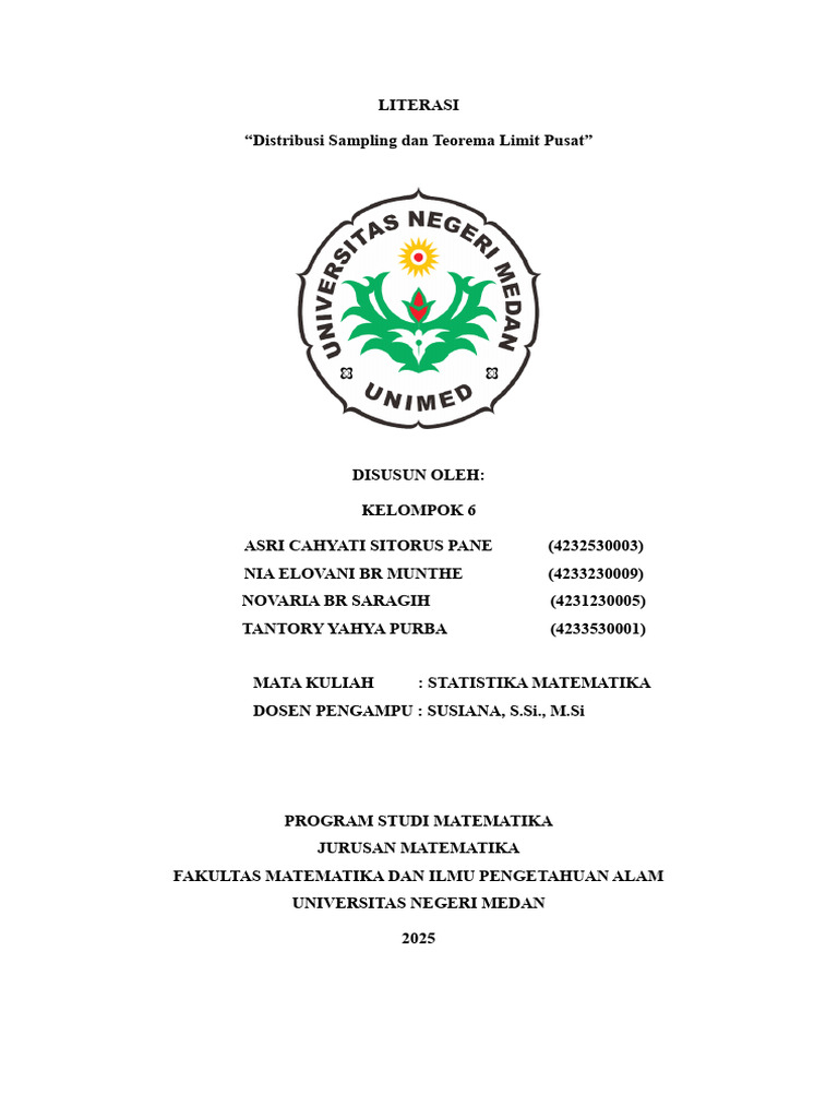 Literasi 5 Kelompok 6 (Distribusi Sampling Dan Teorema Limit Pusat) | PDF
