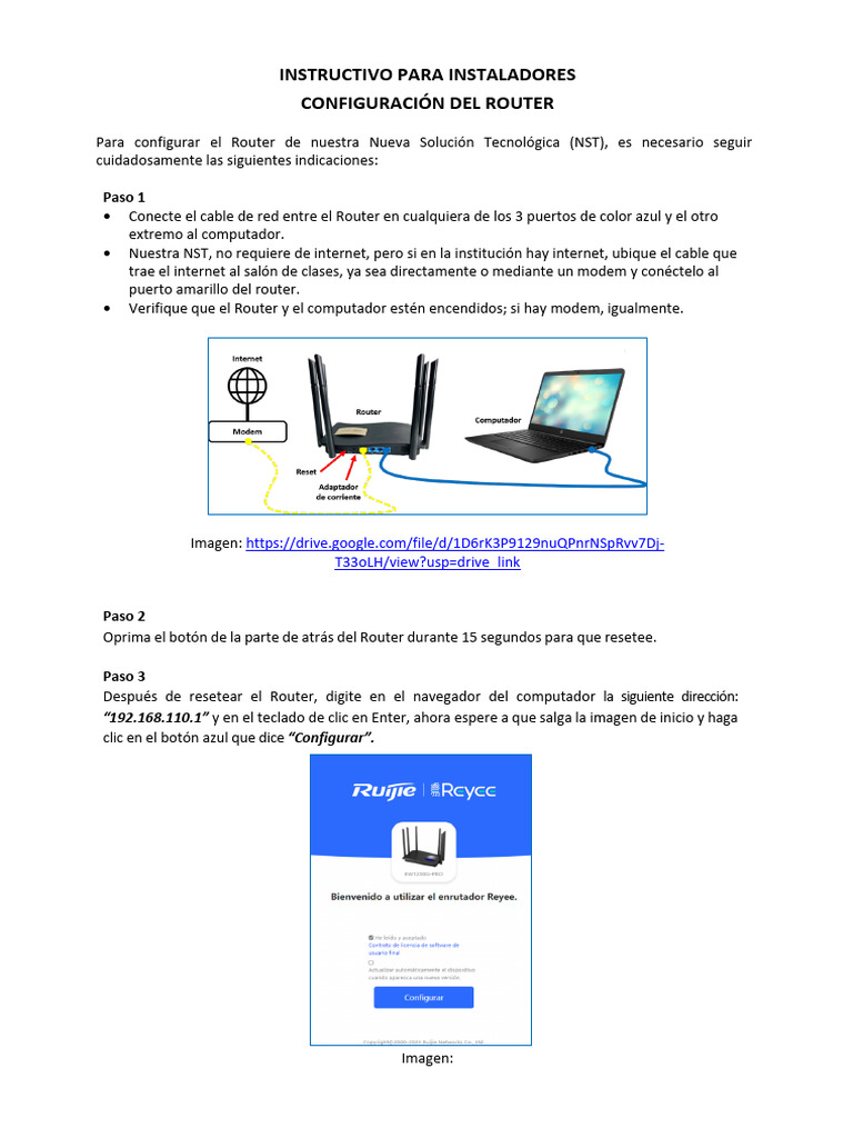 Instructivo para Instaladores CONFIGURACIÓN ROUTER | PDF | Enrutador (Computación) | Ingeniería ...