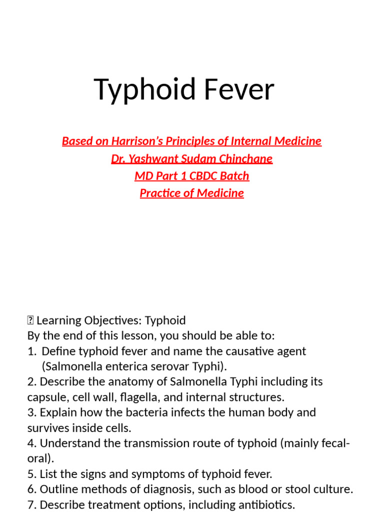 Typhoid Fever: Diagnosis and Treatment | PDF | Salmonella | Diseases ...