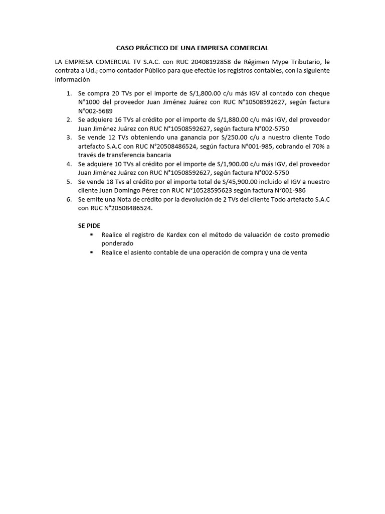 Caso Practico de Kardex 15 | PDF