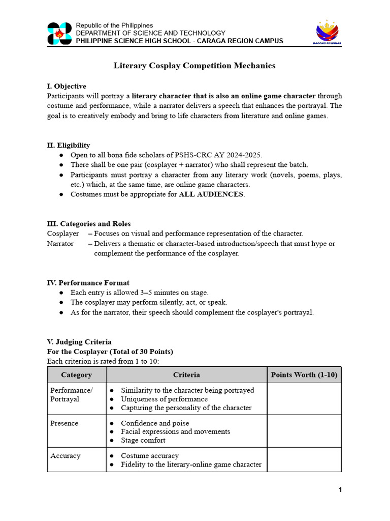 Literary Cosplay Competition Mechanics | PDF | Cosplay