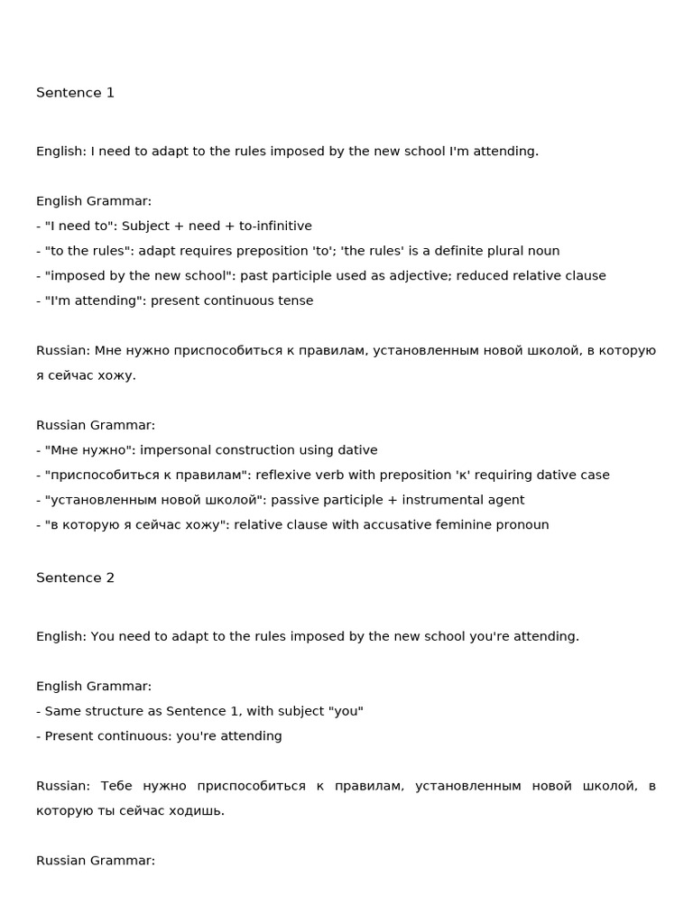 English-Russian Grammar Comparison Guide | PDF | Verb | English Grammar